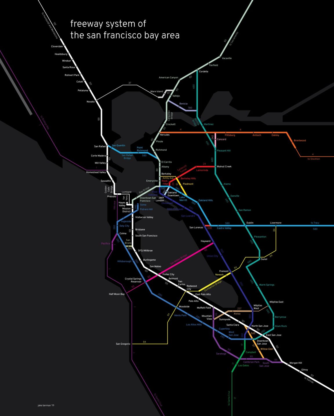 Map : Bay Area Freeway System – Infographic.tv – Number one ...