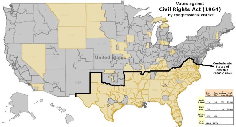 Map : Civil Rights Act by Geography instead of Party – Infographic.tv ...