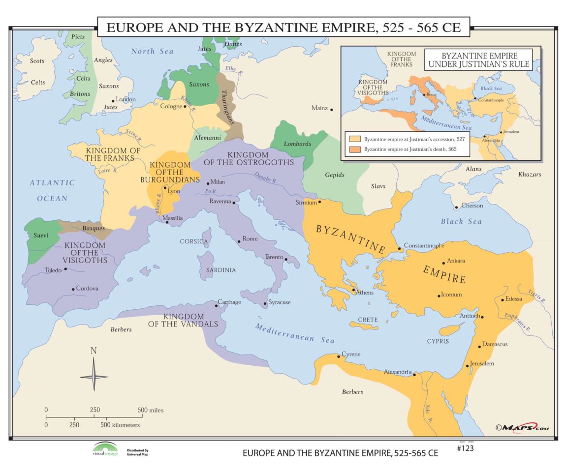 Map : Europe and the Byzantine Empire, 525-565 - Infographic.tv ...
