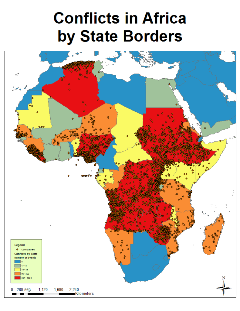 Map : Frequency of armed conflicts in Africa. – Infographic.tv – Number ...