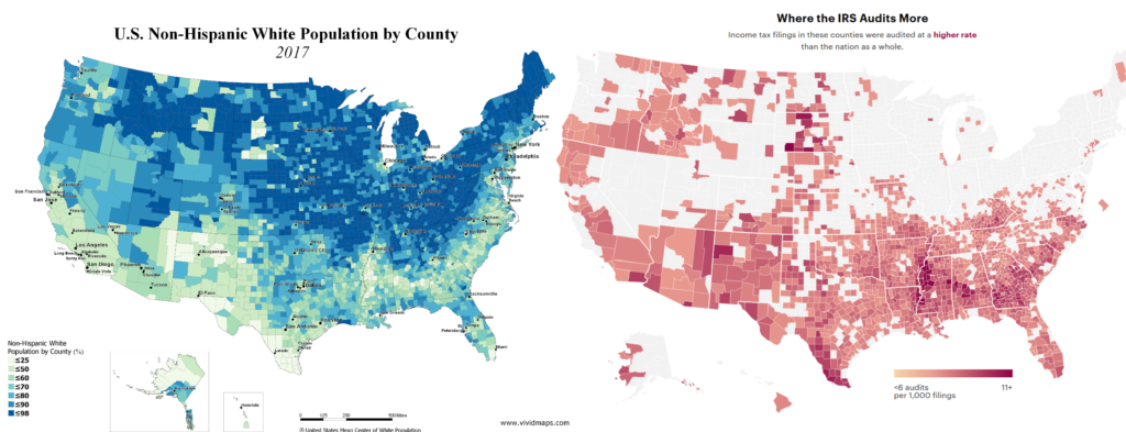 Map : Left, Percentage of White Population by county(Blue). Right, Rate ...