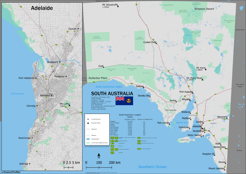 Map : Map of South Australia (11692×8267)[OC] – Infographic.tv – Number ...