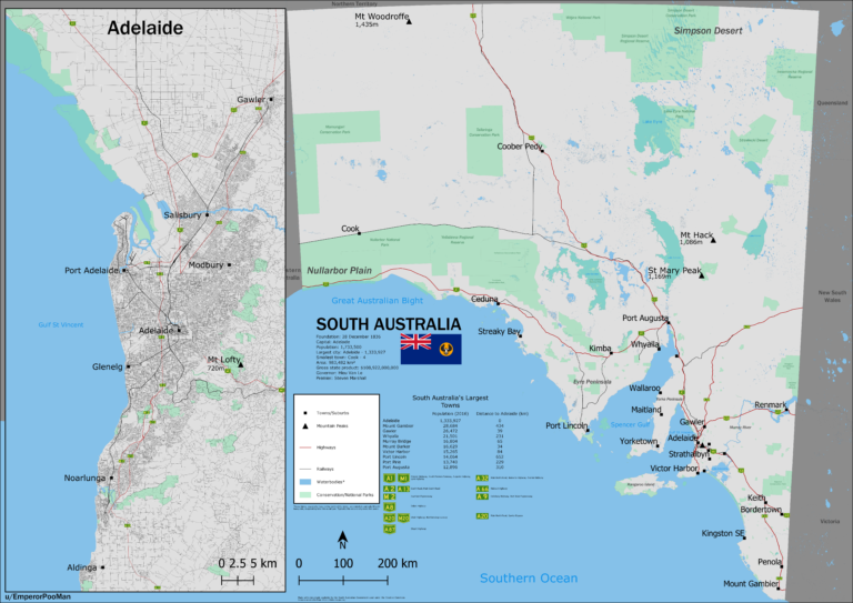 Map : Map of South Australia (11692×8267)[OC] – Infographic.tv – Number ...