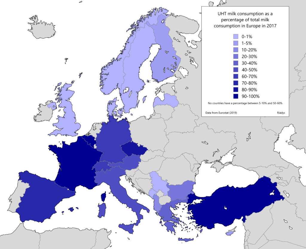 Map : [OC] Long life milk in Europe [3229×2626] – Infographic.tv ...