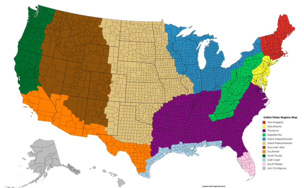 Map : [OC] United States Regions Map – Infographic.tv – Number one ...