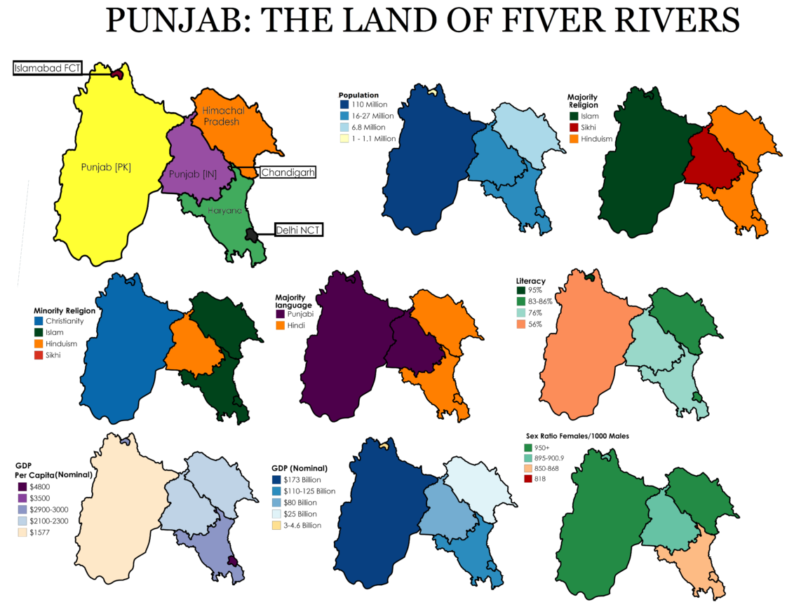 Map : The Land of Five Rivers[7584×5808] – Infographic.tv – Number one ...