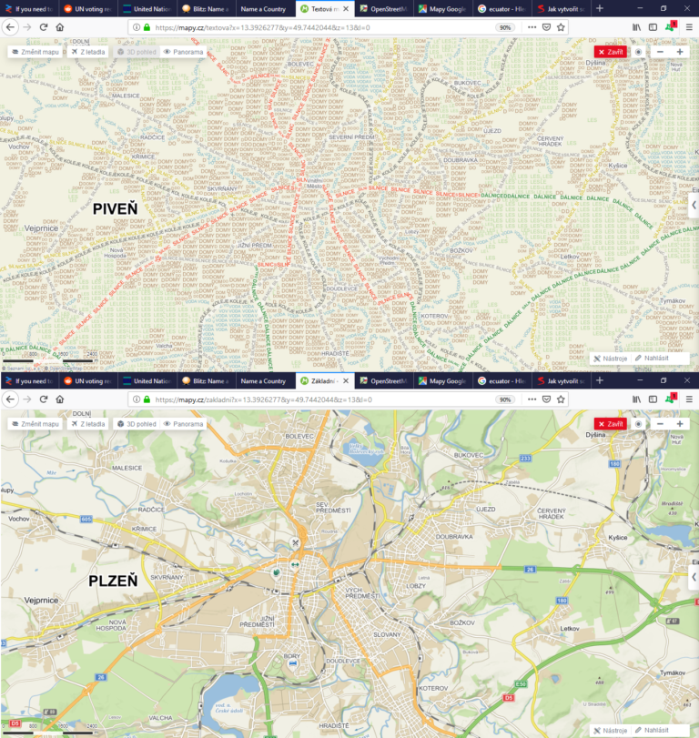 Map : The webmaps Mapy.cz offers also a text map. Here is what city of ...