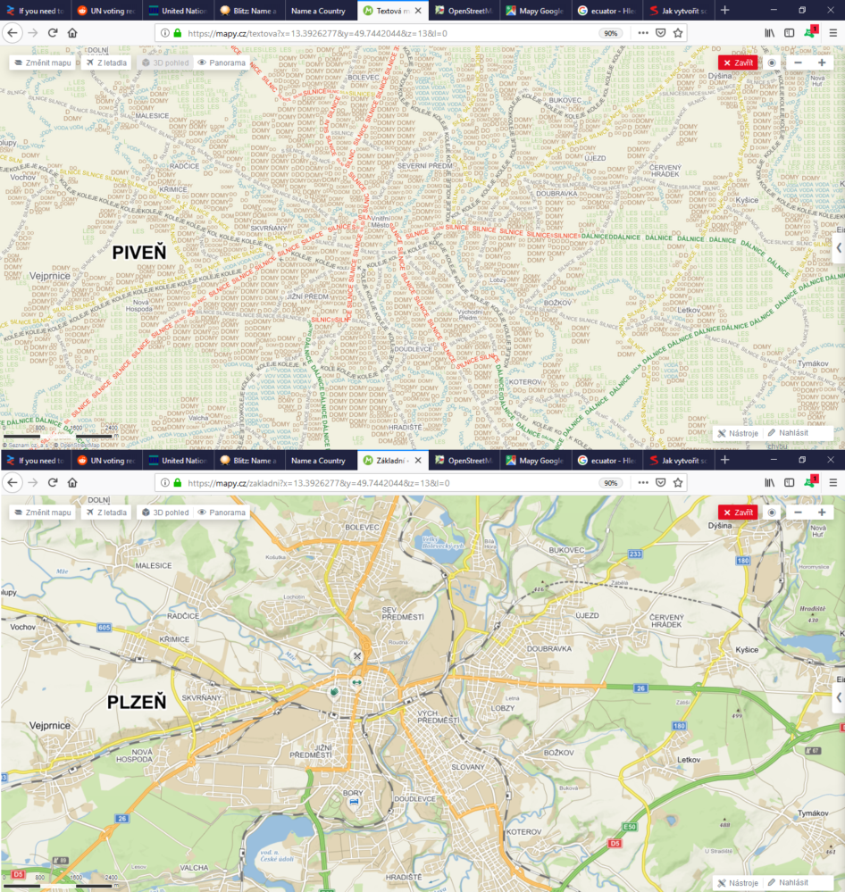 Map : The webmaps Mapy.cz offers also a text map. Here is what city of ...