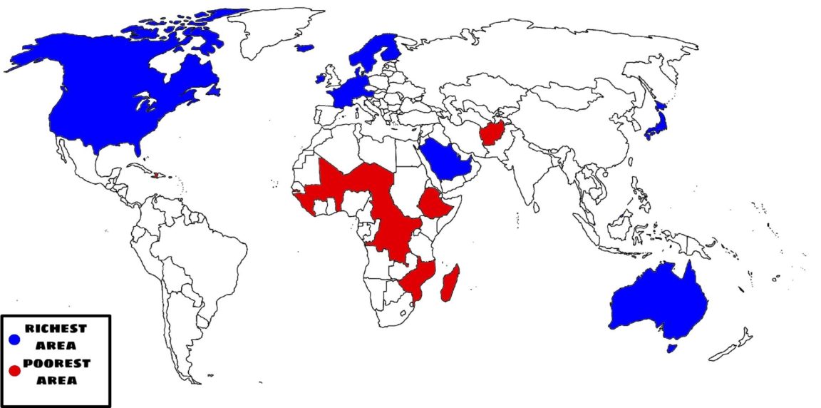 Map : Wealthiest and poorest countries. Note:This is an old map ...