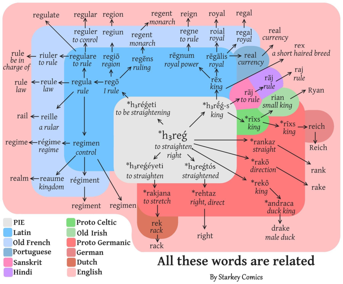 Visual : 24 English words that all trace back, through Latin, French ...
