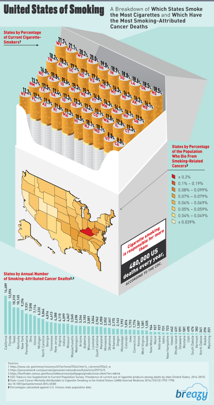 Infographic : Which States smoke the most cigarettes and which have the ...