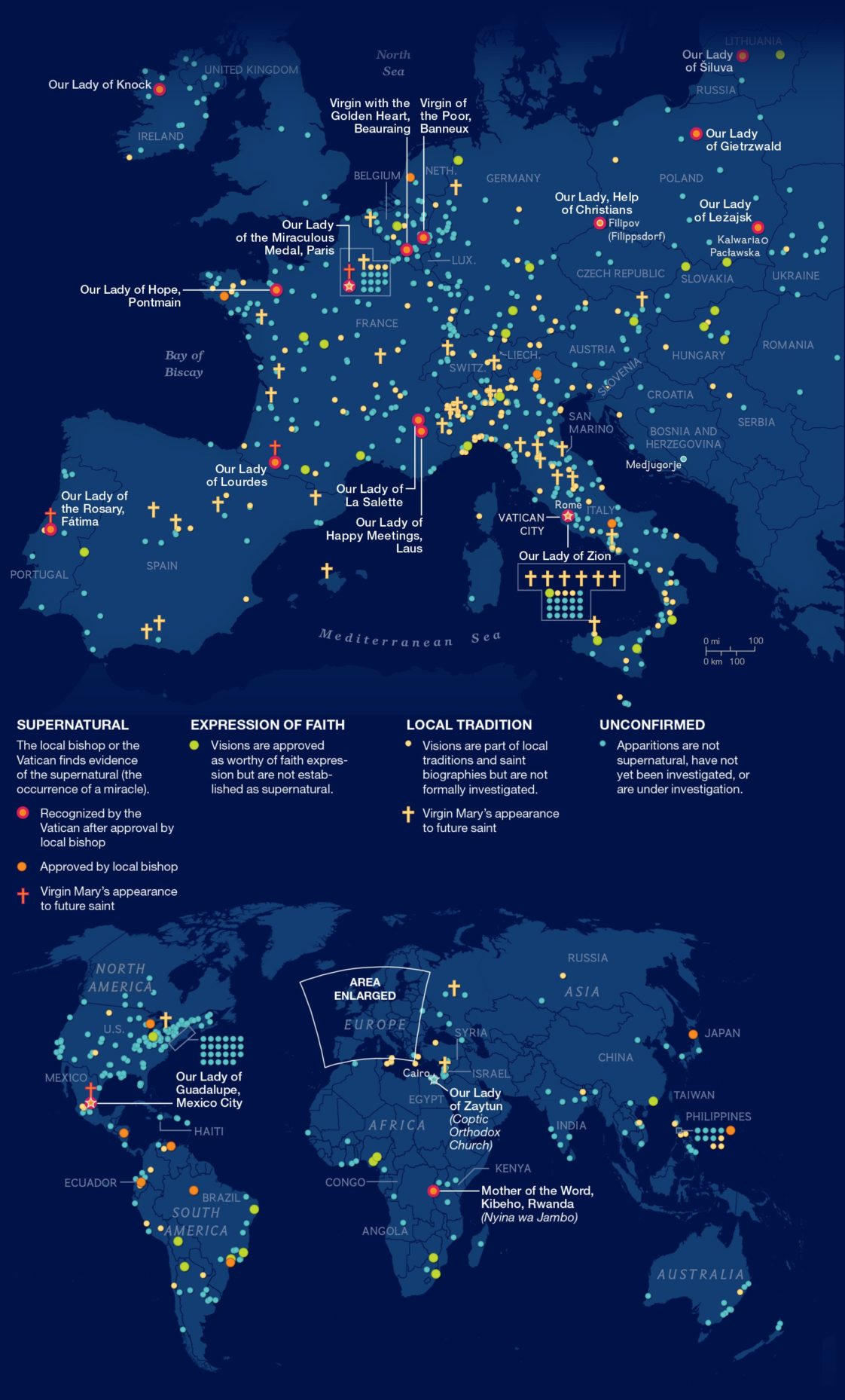Map : 500 Years of Marian Apparitions Mapped – Infographic.tv – Number ...