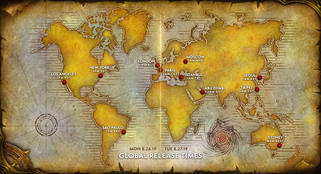 Map : Blizzard’s Release Time Map for WoW Classic – Infographic.tv ...