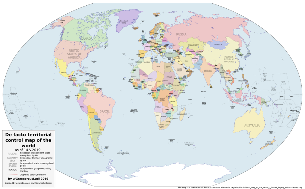 Map : De facto territorial control map of the world as of 14.V.2019 [OC ...