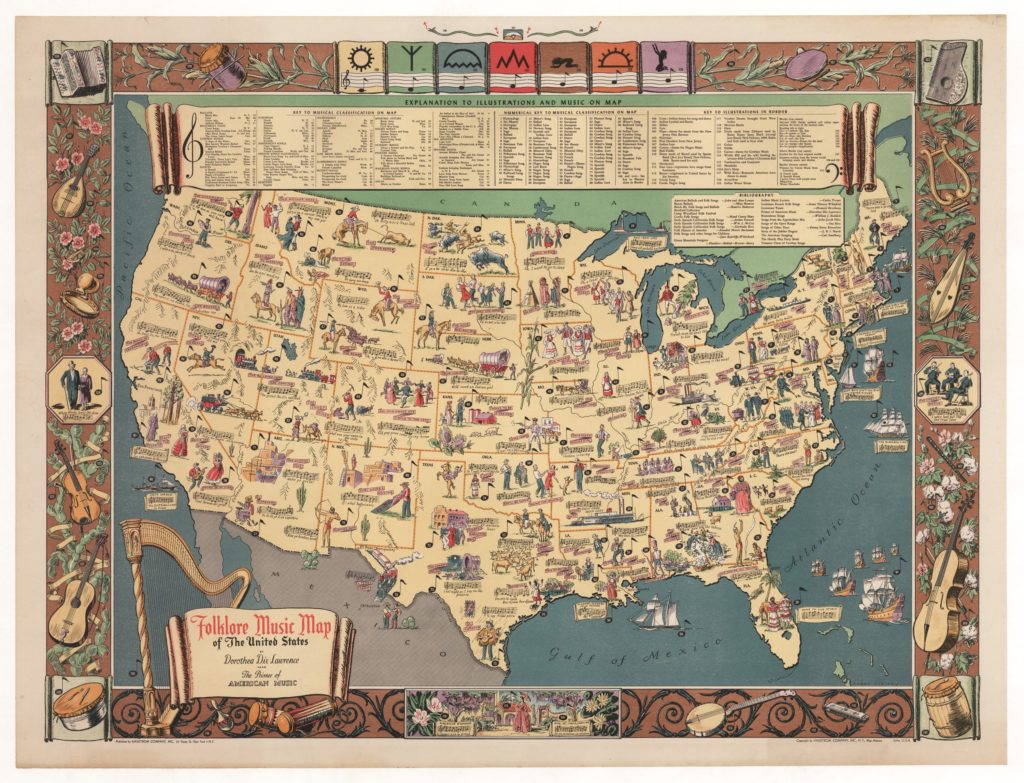 Map : Folklore Music Map of the United States (1946) – Infographic.tv ...