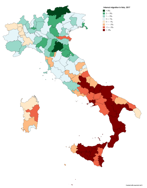 Map : Internal migration in Italy, 2017 – Infographic.tv – Number one ...