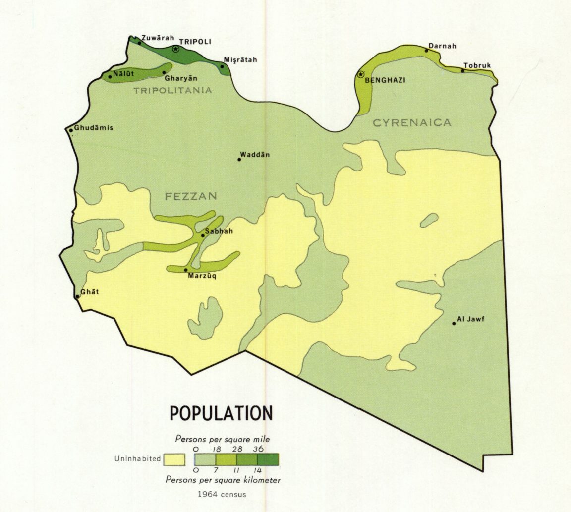 Map : Libya population density (1964) – Infographic.tv – Number one ...