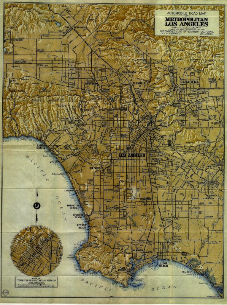 Map : Los Angeles, California 1930. Before the freeway. – Infographic ...