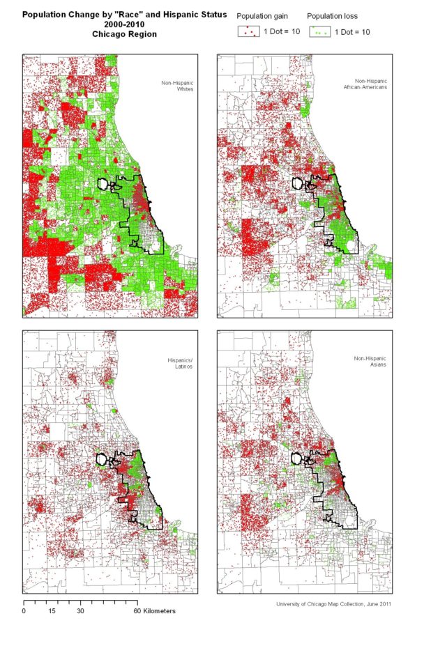 Map : Population Change by Race in the Chicago Region from 2000-2010 ...