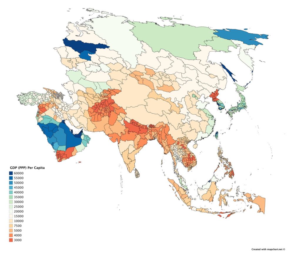 Map : Regions of Asia by GDP (PPP) - Infographic.tv - Number one ...