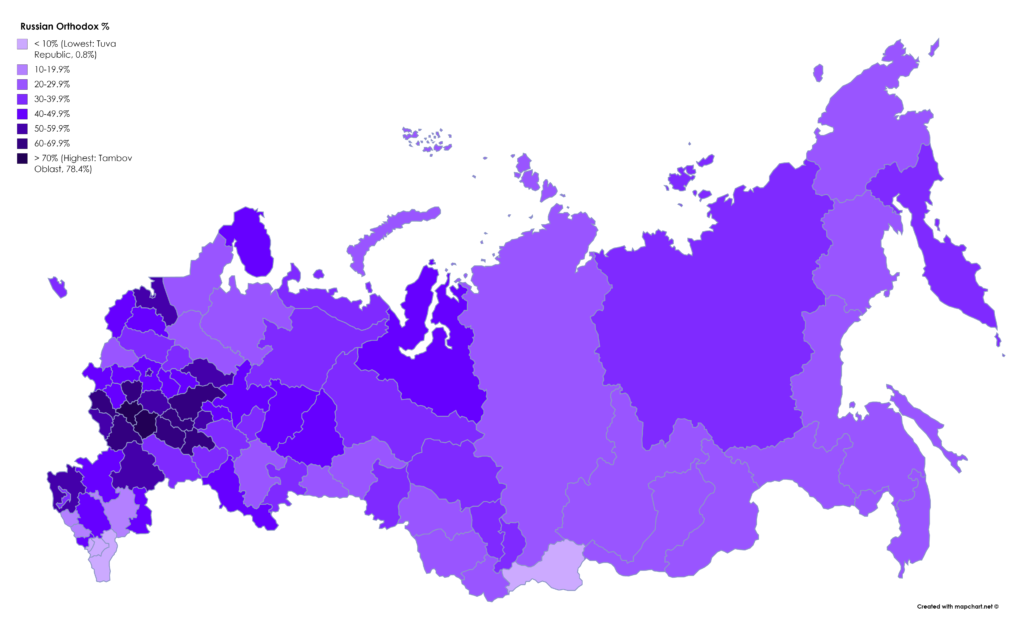 Map : Russian Orthodox % in Russia – Infographic.tv – Number one ...