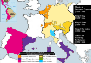 Map : The Habsburg Empire of Charles V, the first “Empire on which the ...