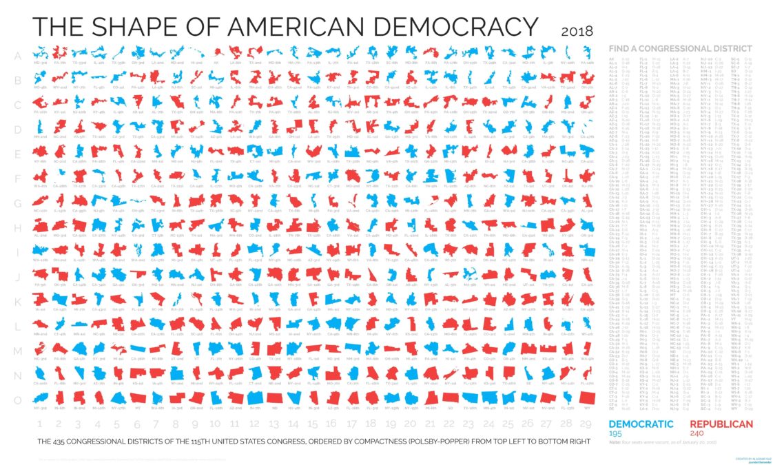 Map : The Shape of American Democracy : showing all 435 US ...