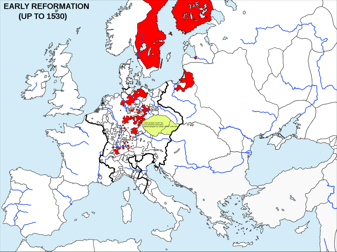 Map : The earliest states to officially introduce the Protestant ...