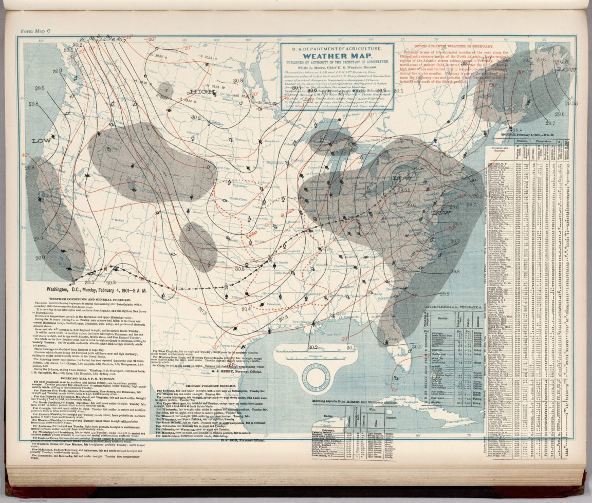 Map : Weather Map of the United States for February 4, 1901 ...