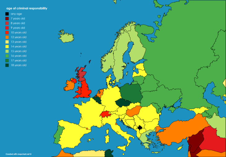 Map : age of criminal responsibility by country in Europe (OC ...