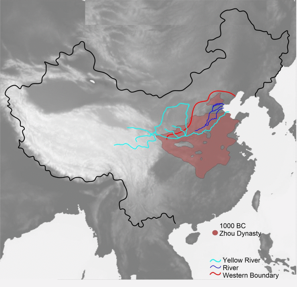 Map : China’s changing borders and Yellow River courses from 1000 BC to ...