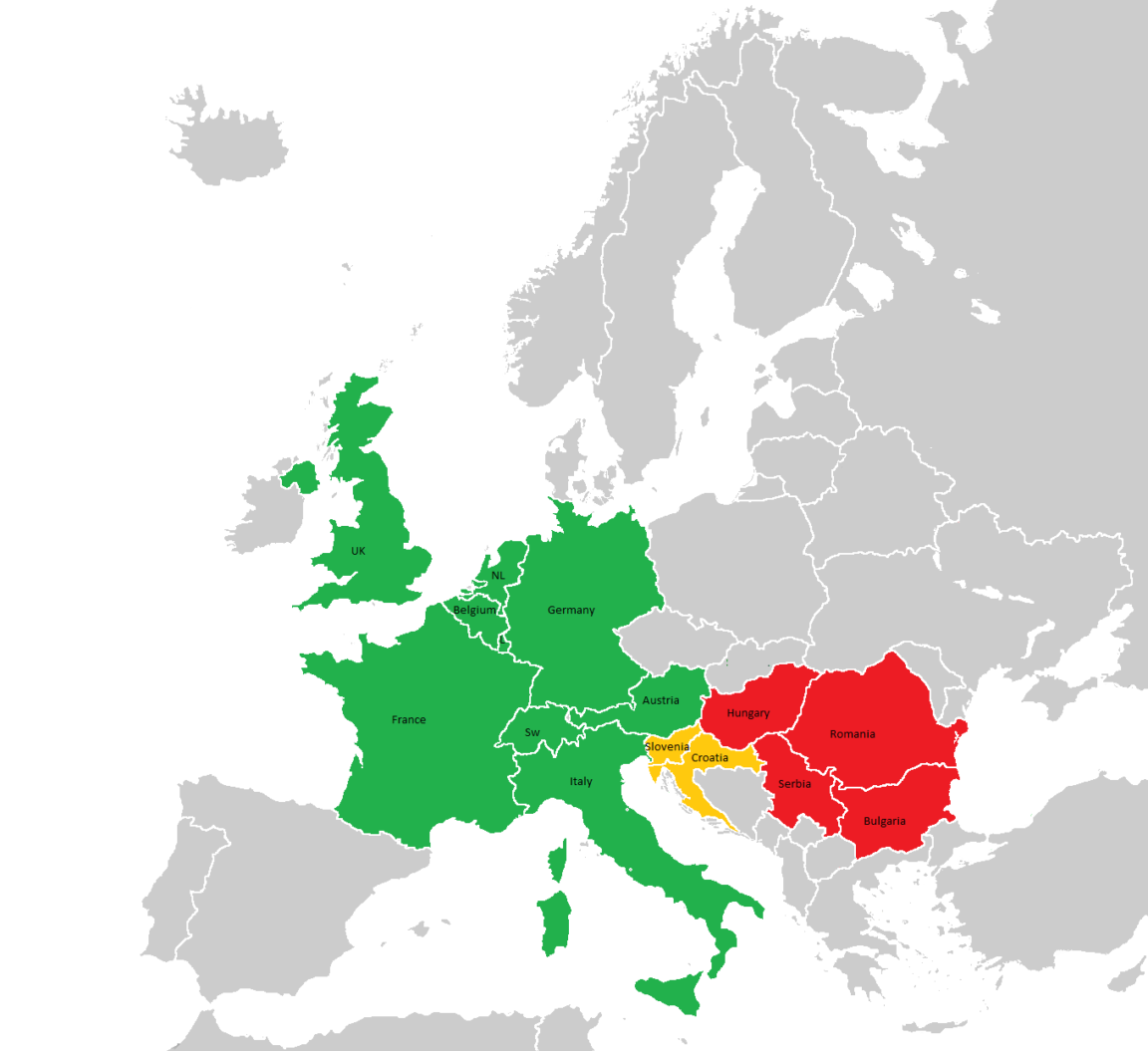 Map : Corruption in Europe by Police. Green not witnessed, red ...