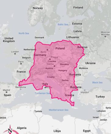 Map : Democratic Republic of Congo size comparison according to Europe ...