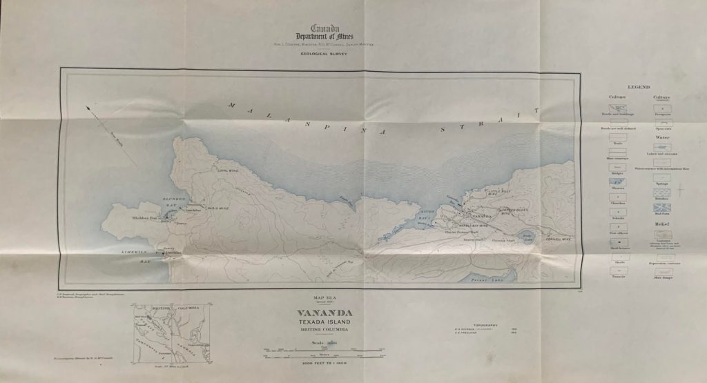Map : Geologic Survey of Vananda, Texada Island, British Columbia (1915 ...