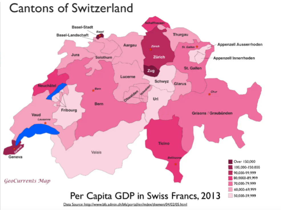 Map : Regional gdp per capita of Switzerland – Infographic.tv – Number ...