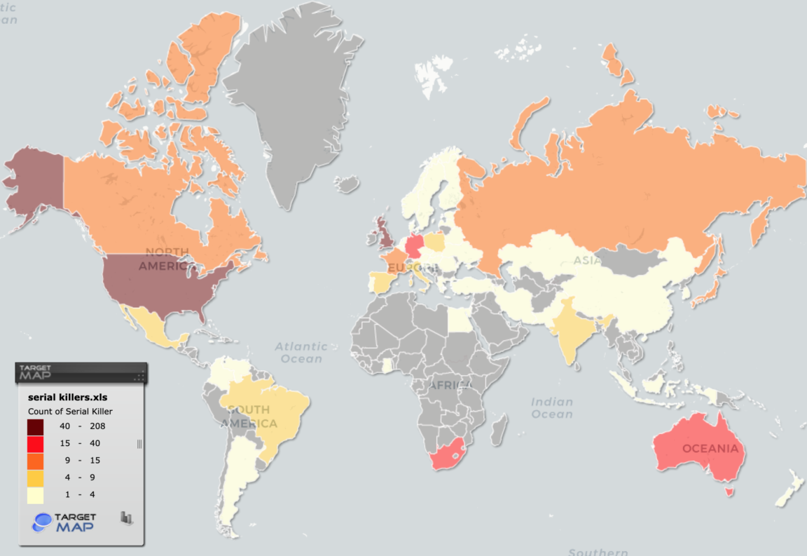 Map : Serial Killers by country - Infographic.tv - Number one ...