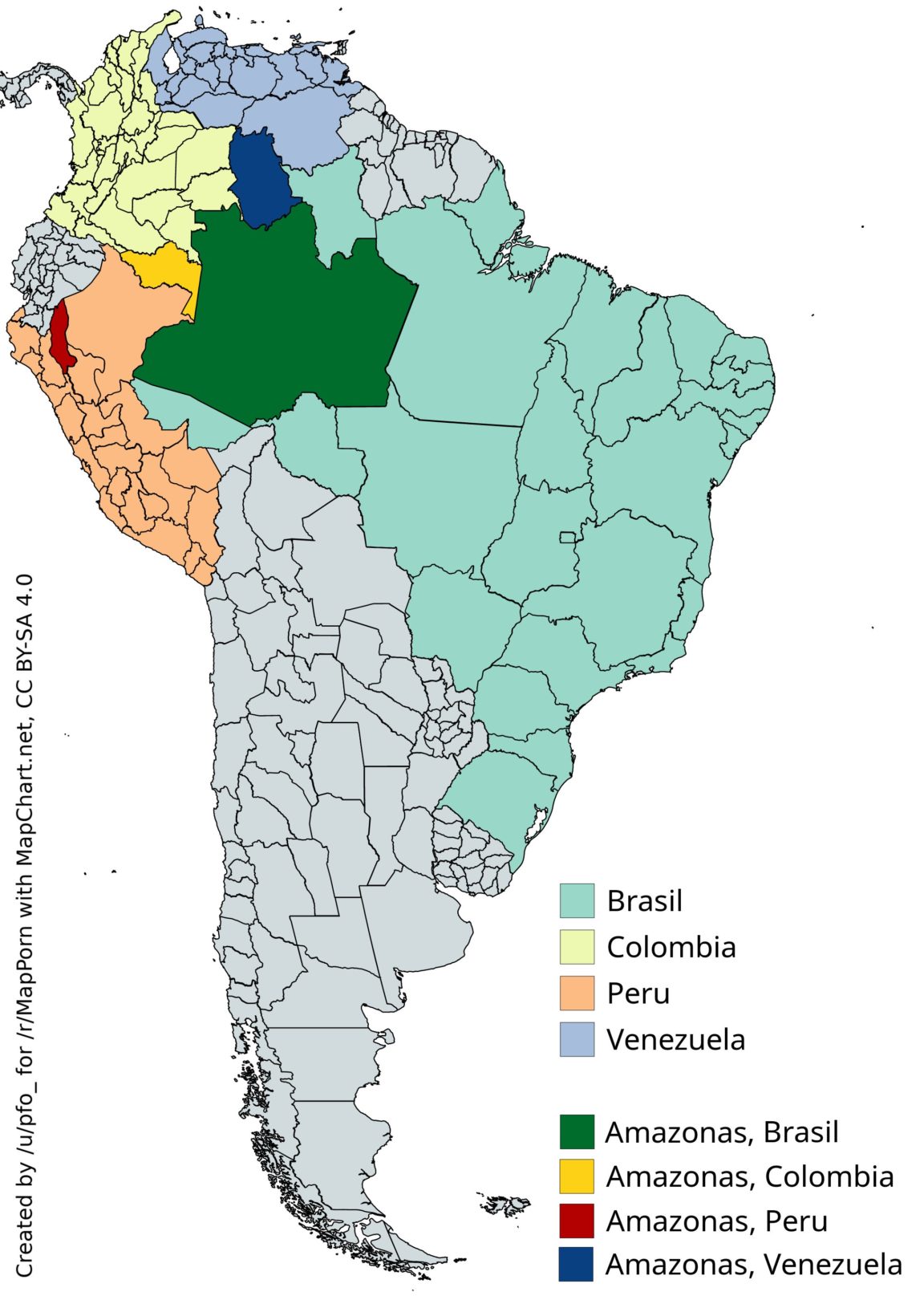 Map : Subdivisions named Amazonas in South America – Infographic.tv ...