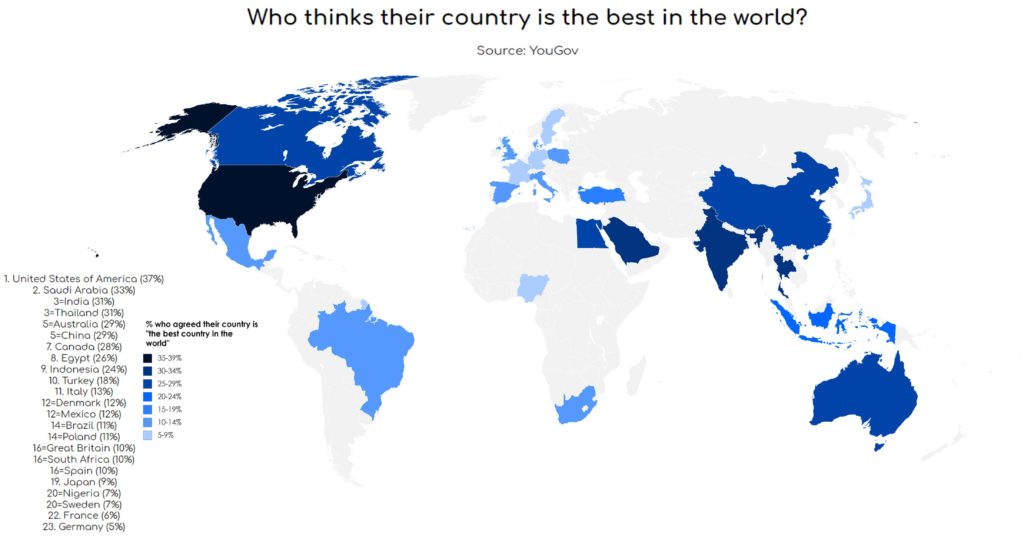 Map : Who thinks their country is the best in the world? – Infographic ...
