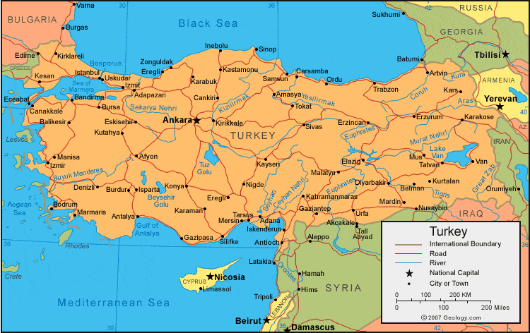 Map : A road map of Turkey [750 × 472]. – Infographic.tv – Number one ...