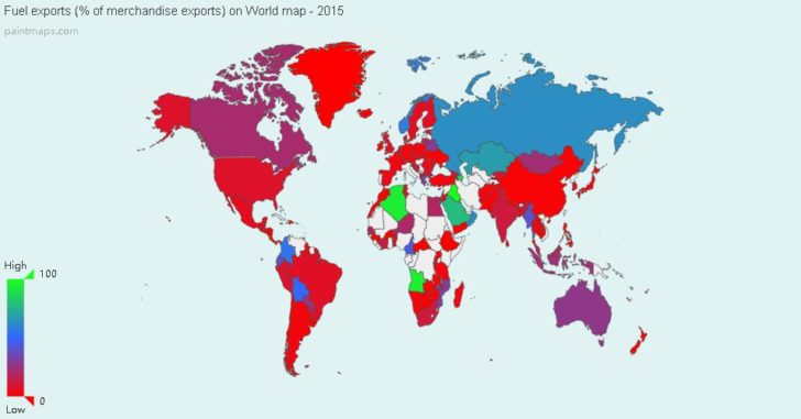 Map : Fuel exports (% of merchandise exports) (World) – Infographic.tv – Number one infographics ...