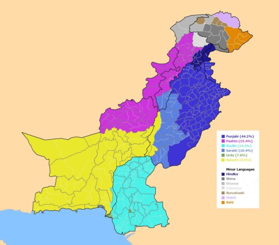 Map : A language map of Pakistan [1,599 x 1,404]. – Infographic.tv ...