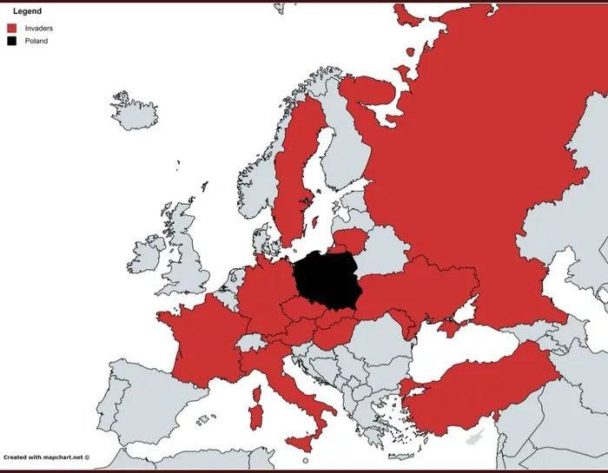 Map : A map of every country that invaded Poland throughout history ...