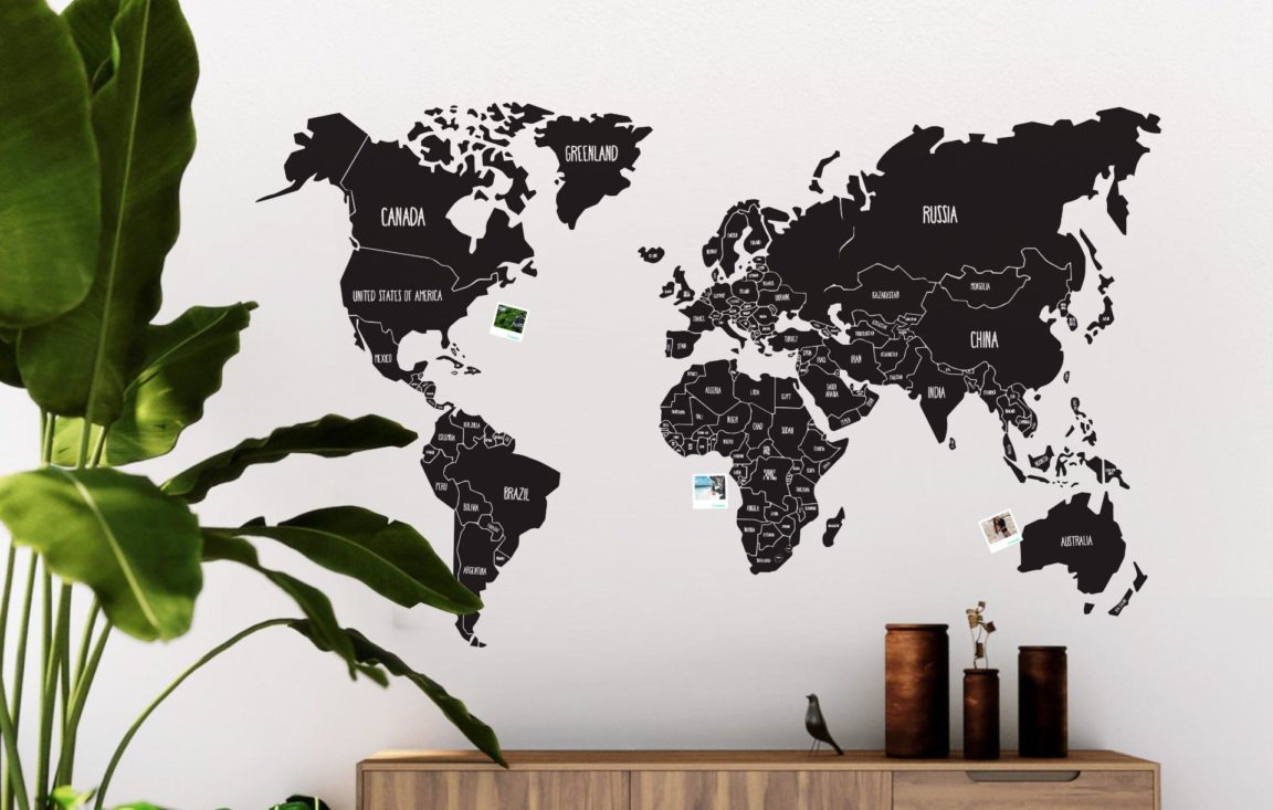 Map : Electrostatic world map looks like a simple way to decorate a ...