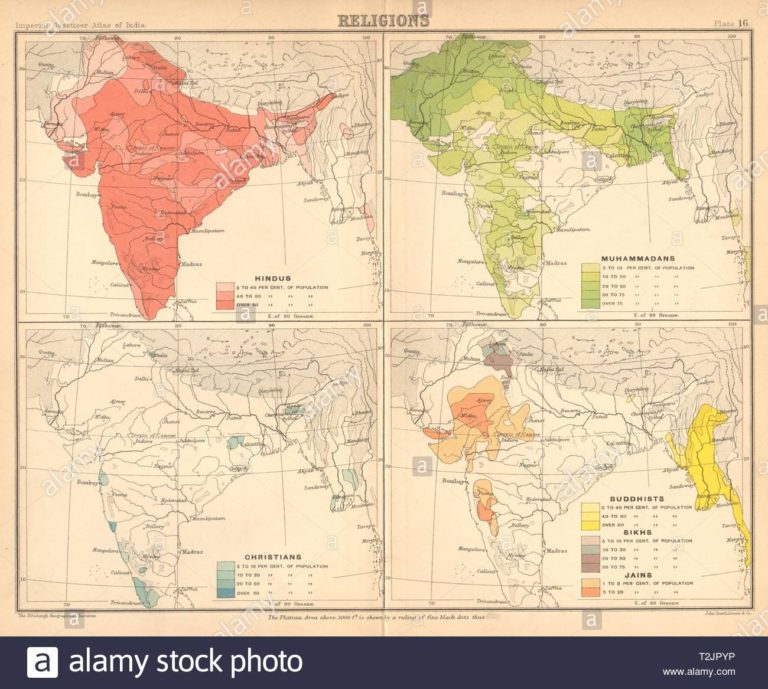 Map : Four religion maps of British India from 1909 [1,300 x 1,167 ...