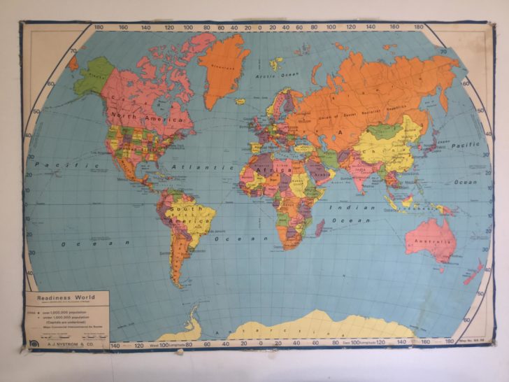Map : My old school world map, 1967 Edition. It’s in rough shape, but I ...