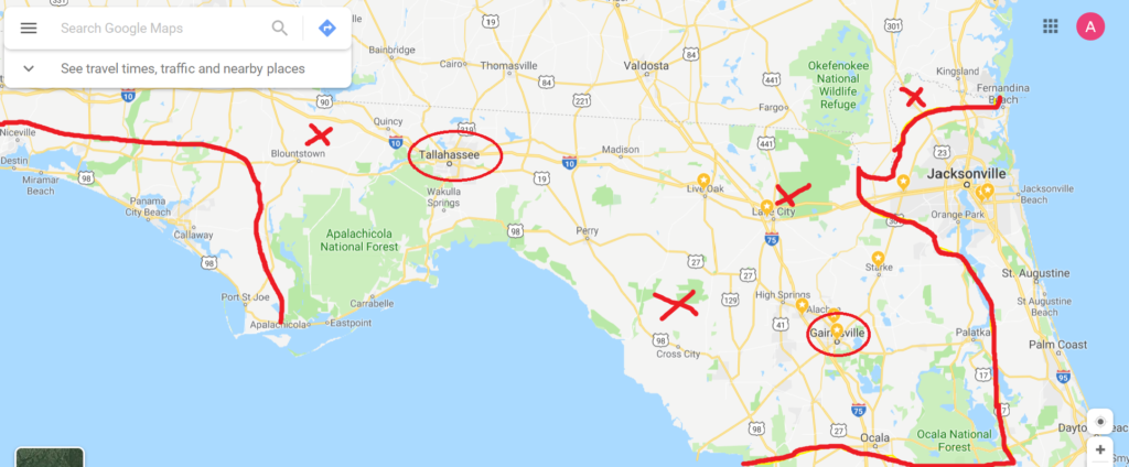 Map : The parts of Florida that are considered “The South ...