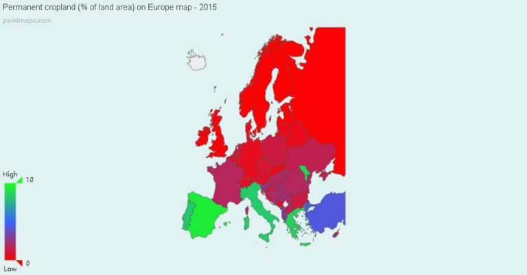 Map : Permanent cropland (% of land area) (Europe) – Infographic.tv ...