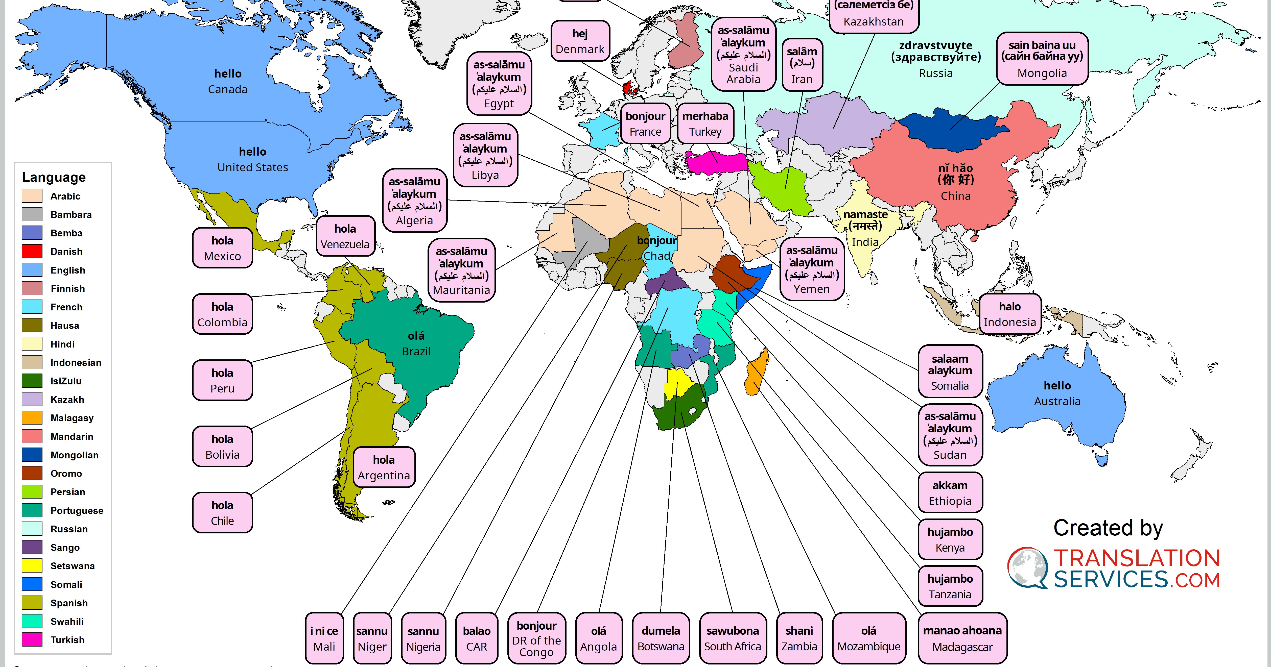 Map : How do you say “hello” around the world? – Infographic.tv ...
