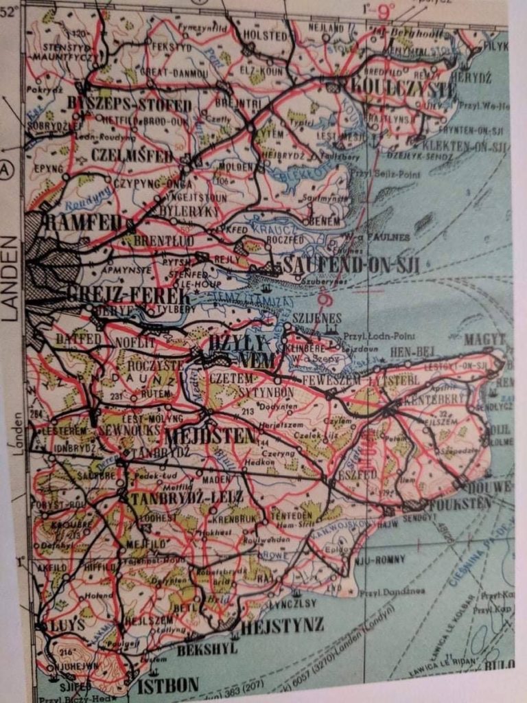 Map : Map of SE England with phonetic spelling, to help Polish airmen ...