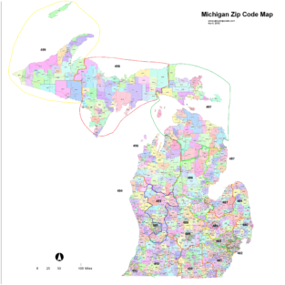 Map : Michigan Zip Code Map Grouped by the First 3 Digits (My ...